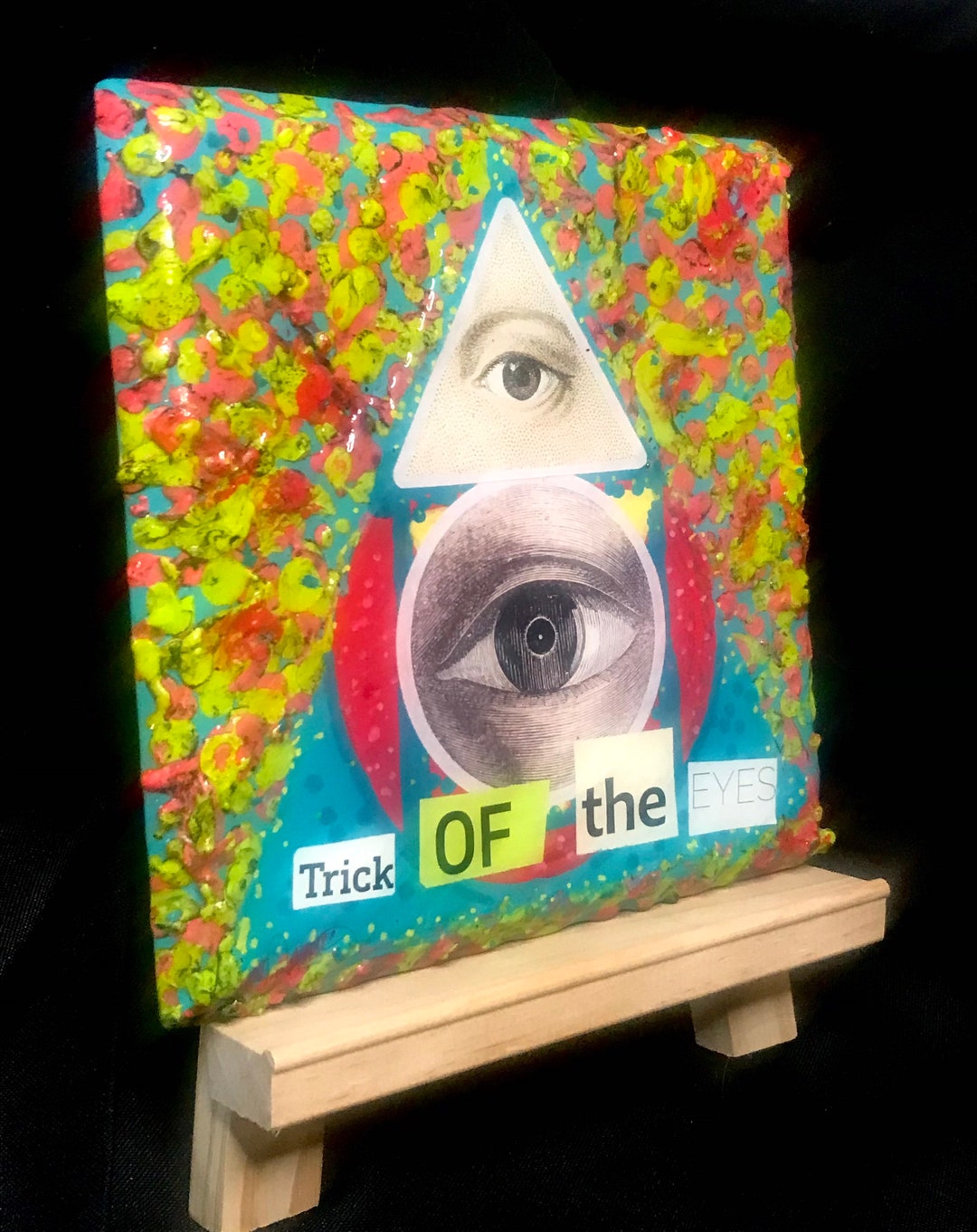 Trick of the Eyes, Multimedia Assemblage, Eclectic Home Decor, Trippy ...