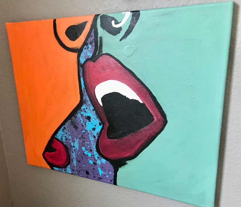 Munch Pop Art Kiss Painting Colorful Canvas Bold Lips - Etsy