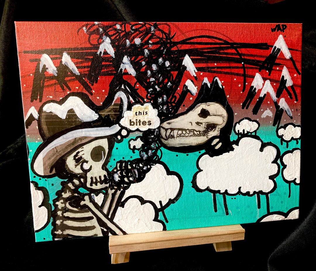 This Bites Subversive Skeleton Artwork Cowboy Canvas - Etsy