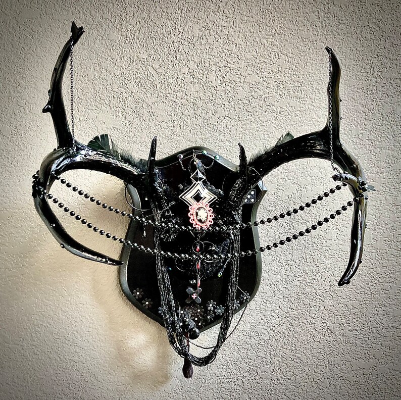 Gothic Black Rack Monochrome Mounted Art Antlers - Etsy