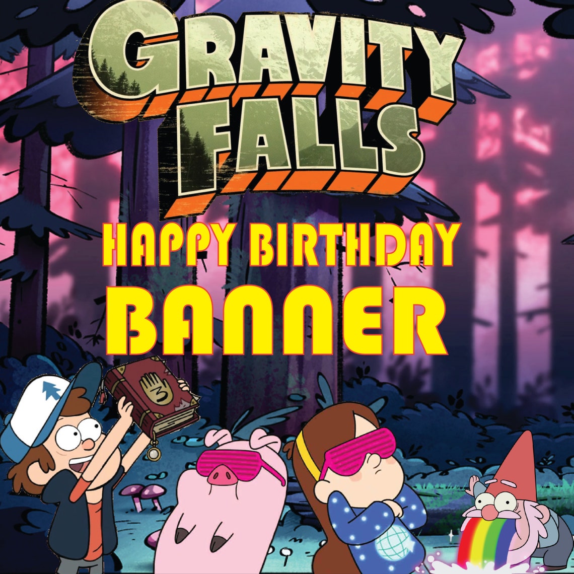 Gravity Falls Party Banner HAPPY BIRTHDAY Digital A4 | Etsy