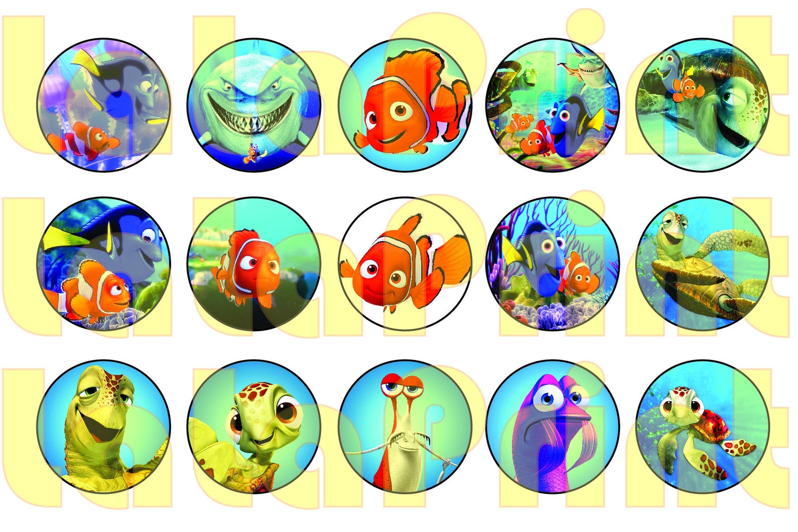30 Finding Dory Nemo Digital Party Stickers Circles size | Etsy
