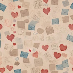 Vintage Love Letters Seamless Pattern | Digital Background | Romantic ...