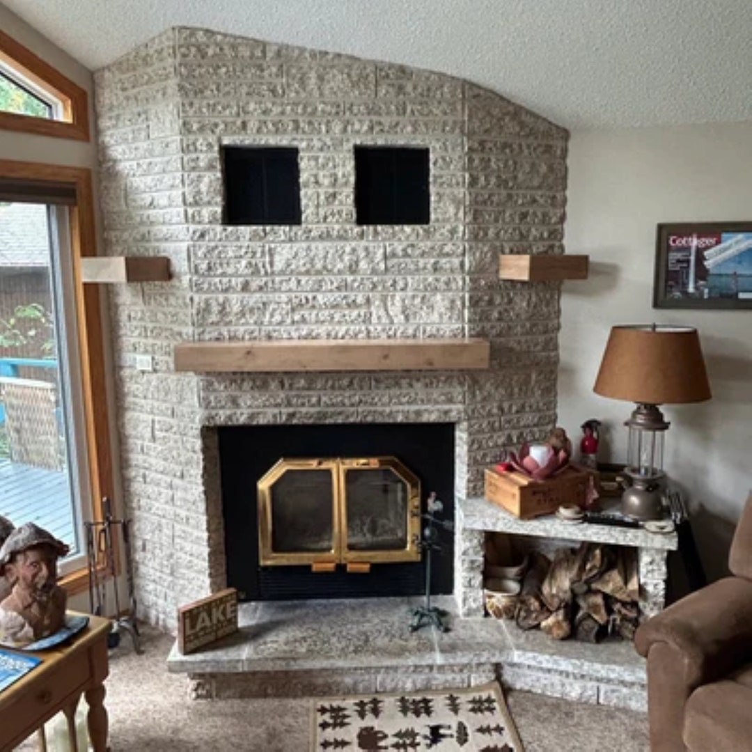 Custom Rustic Mantel Knotty Alder Floating Mantle Farmhouse Elegance ...