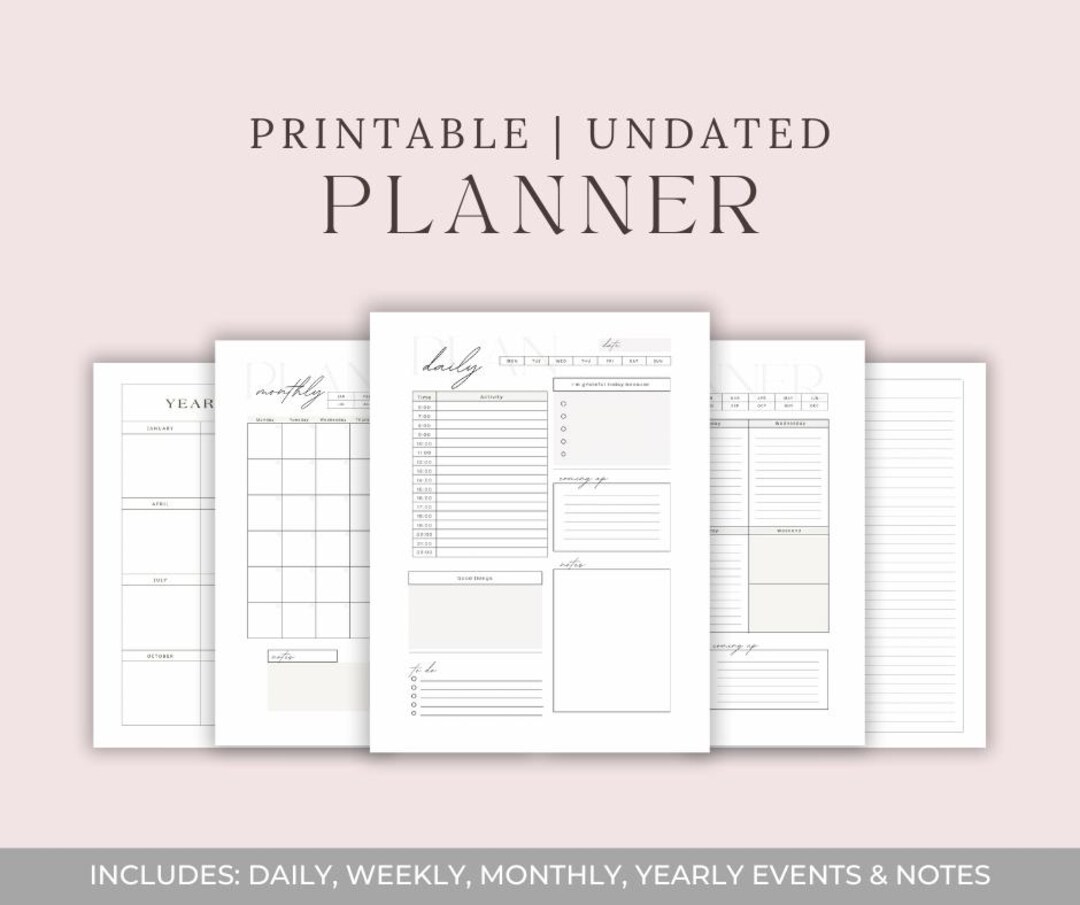 All-in-one Printable Planner Template | Daily, Weekly, Monthly, Yearly ...