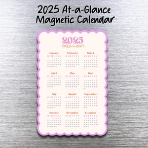 2025 Year At-a Glance Pink Retro: Magnetic Calendar | Calendar Size 4 ...