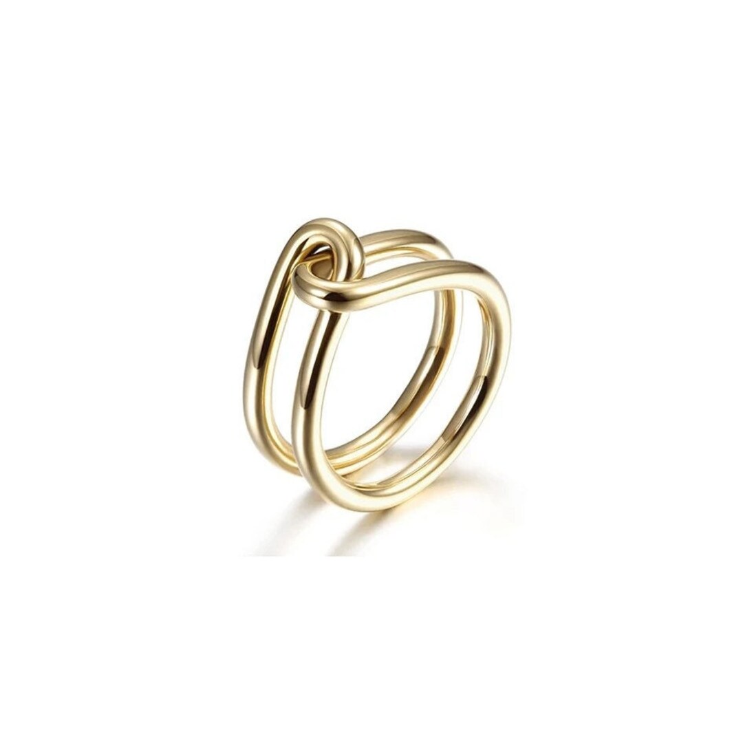 Gold Plated Ring in a Tubular Style Intertwined in a Knot - Etsy