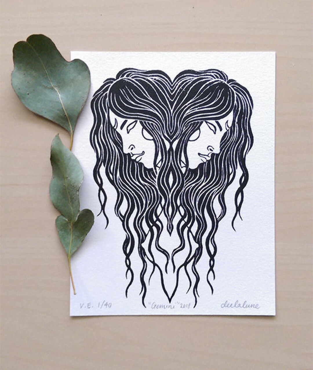 Original Fine Art Goddess Linocut Print Christmas Gift Idea Limited ...