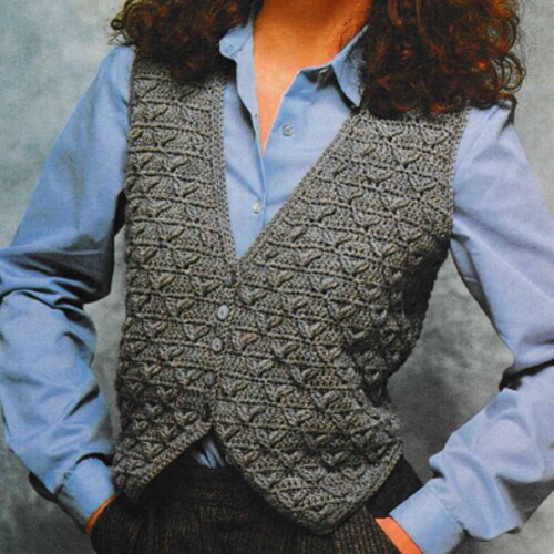 Womans Vest Pattern Crochet PDF Textured Sweater Vest Diamonds - Etsy
