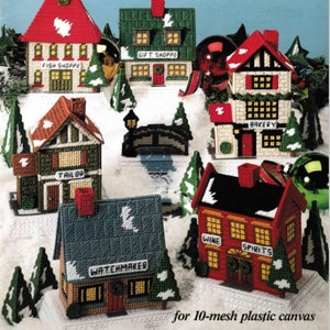 Christmas Plastic Canvas Village Pattern PDF Victorian Holiday Model ...