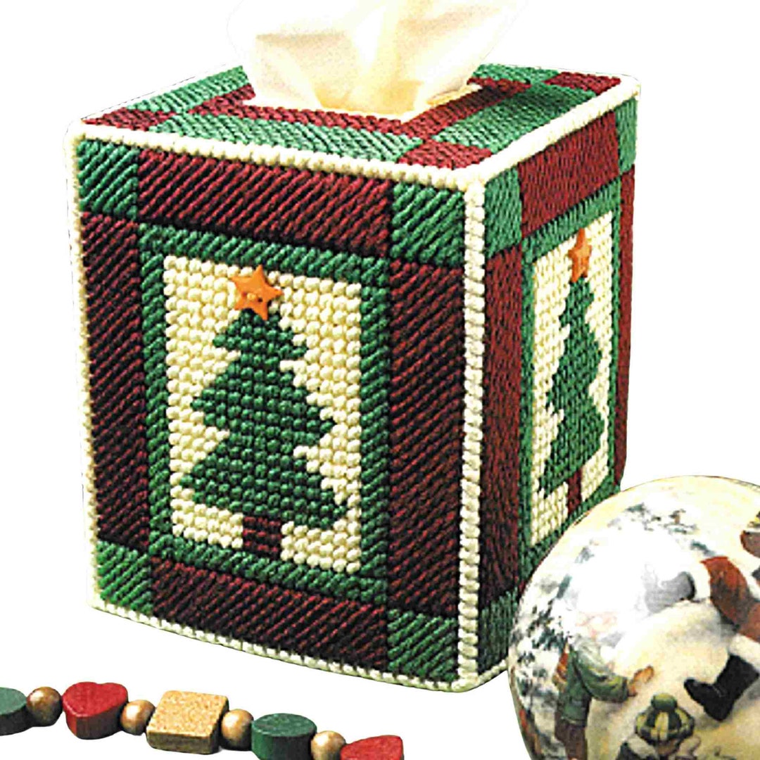 Christmas Plastic Canvas Tissue Box Cover Pattern Book PDF Easy Holiday ...