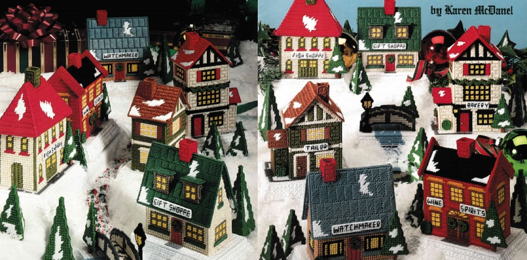 Christmas Plastic Canvas Village Pattern PDF Victorian Holiday Model ...