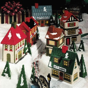 Christmas Plastic Canvas Village Pattern PDF Victorian Holiday Model ...