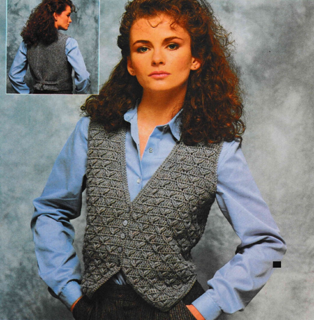 Womans Vest Pattern Crochet PDF Textured Sweater Vest Diamonds Vintage ...