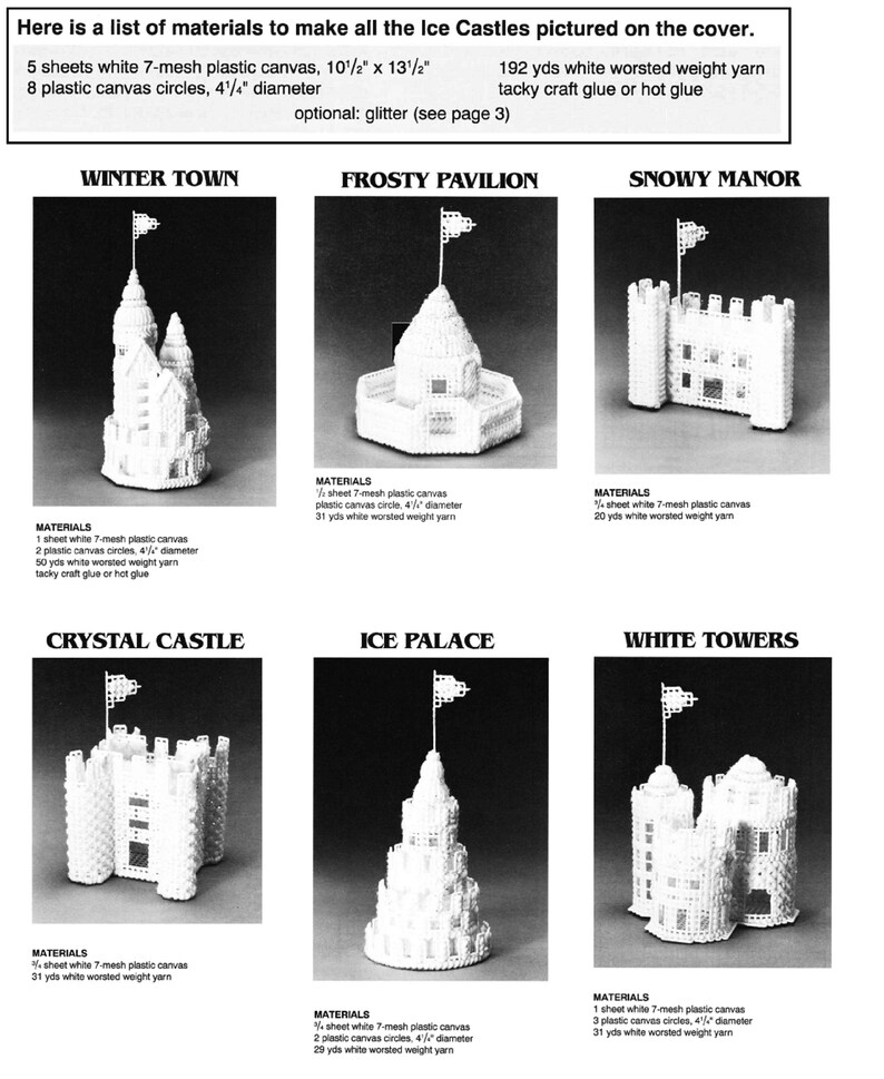 Plastic Canvas Winter Village Pattern PDF Fantasy Ice Castles - Etsy