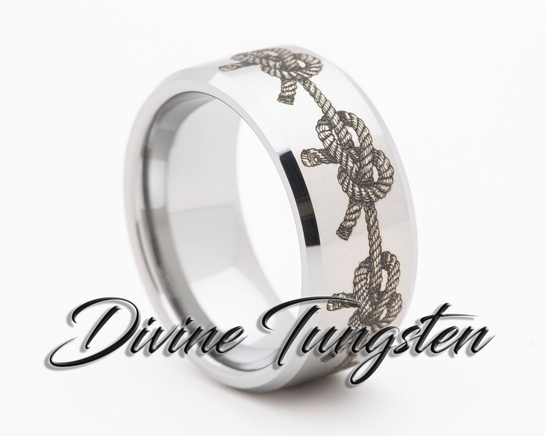 Rope Knots Tungsten Carbide Wedding Band 10mm Beveled Satin Polished ...
