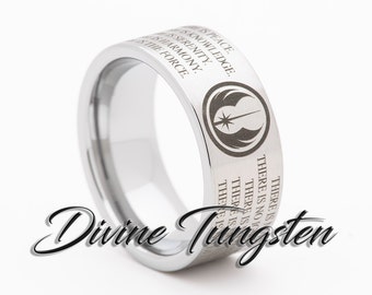 Star Wars Sith Code Design Mens Tungsten Carbide Wedding Band 10mm ...