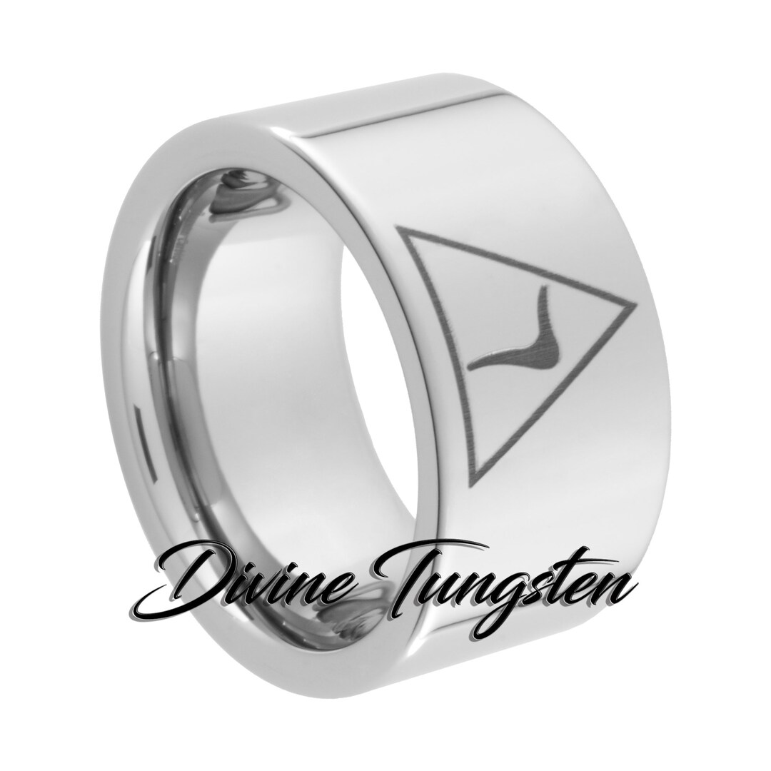 Masonic Triangle Yod Tungsten Carbide Wedding Band 10mm Pipe Polished ...