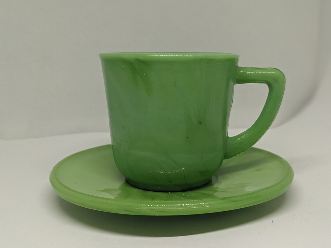 Vintage Jadeite Childrens Tea Cup and Saucer - Etsy