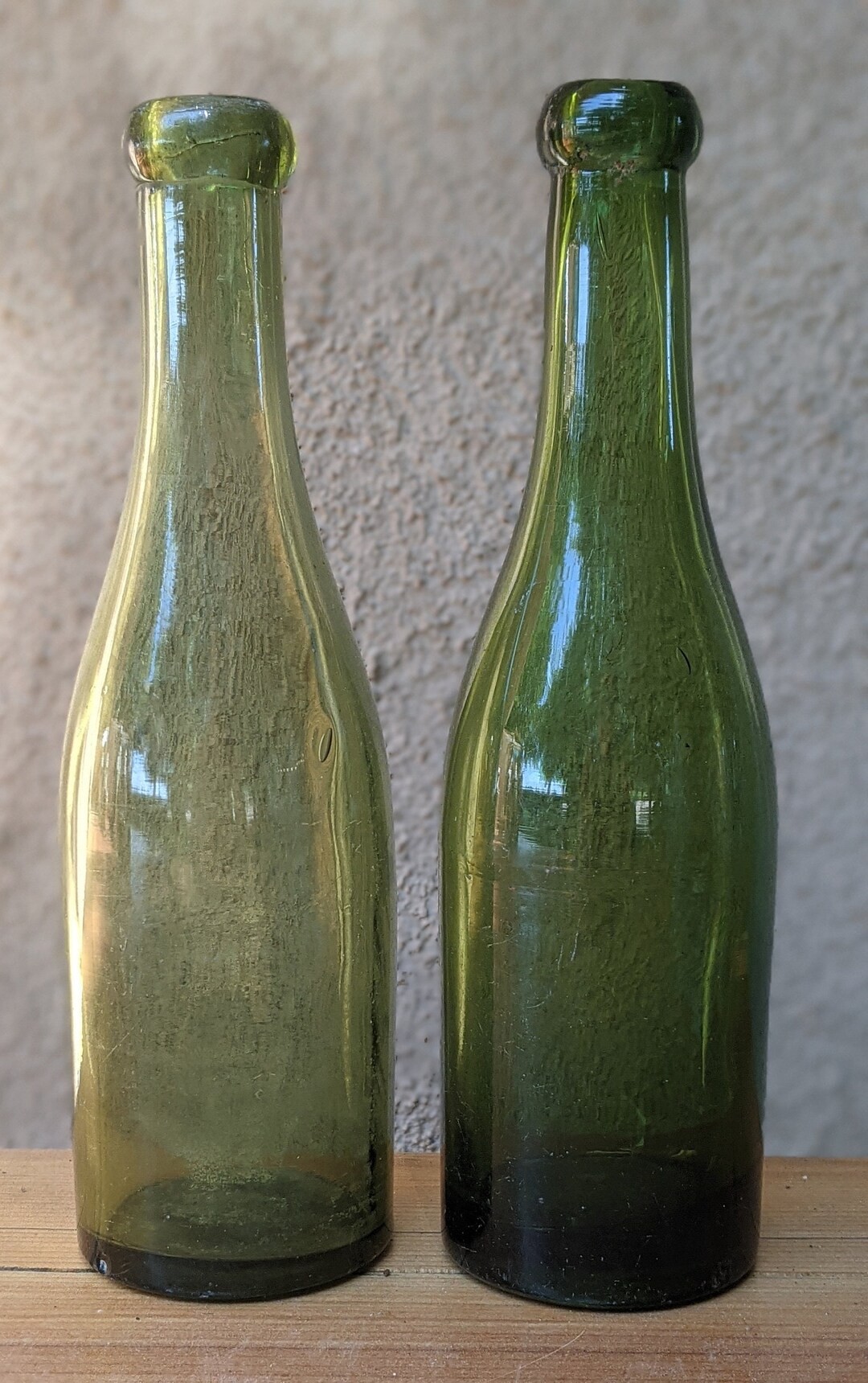 Two Antique Green Blob Top Beverage Bottles - Etsy