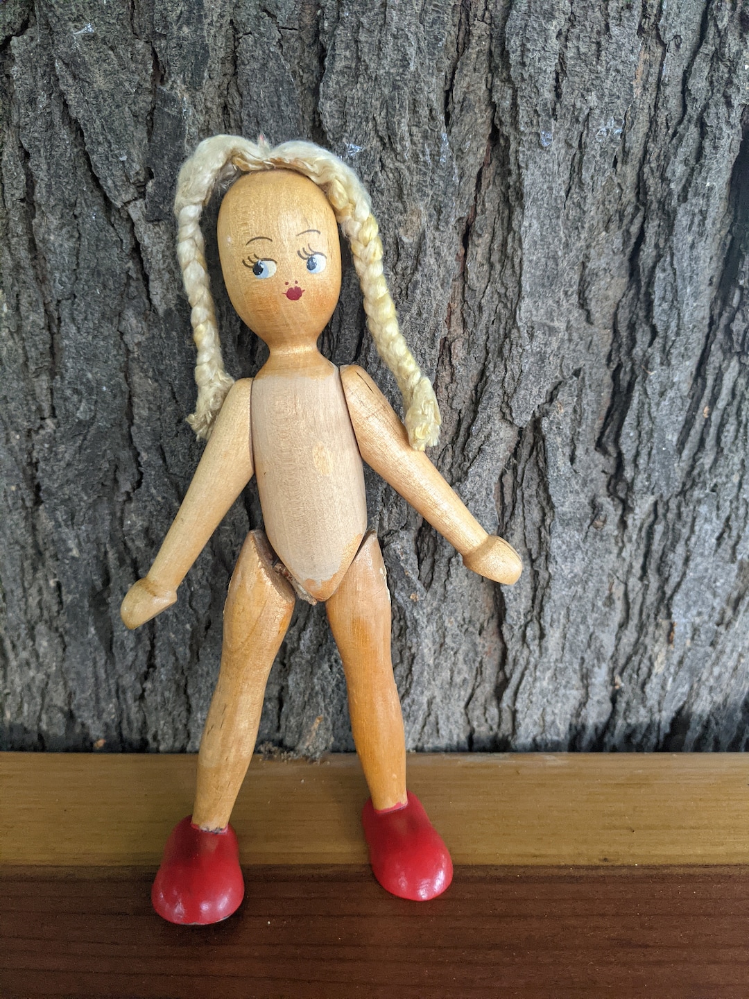 Vintage Polish Peg Doll With Blond Braids - Etsy