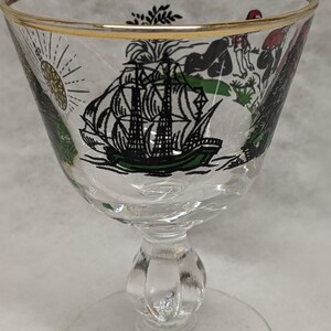 5 Treasure Island Pirate Liquor Glasses by Libbey Glass Company Gold ...