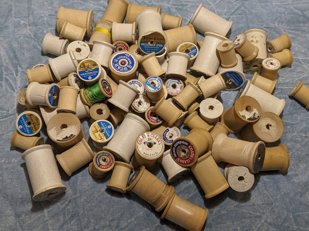 Vintage Wooden Sewing Thread Spools Sets of 10 Random - Etsy