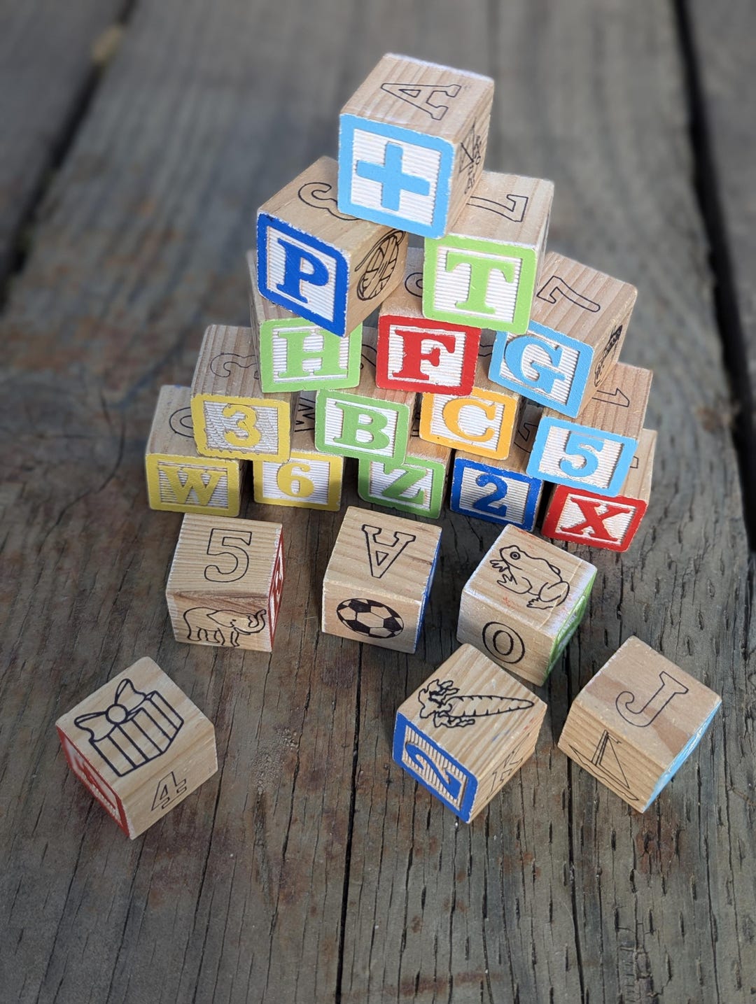 25 Vintage Random Wooden Alphabet and Number Blocks - Etsy