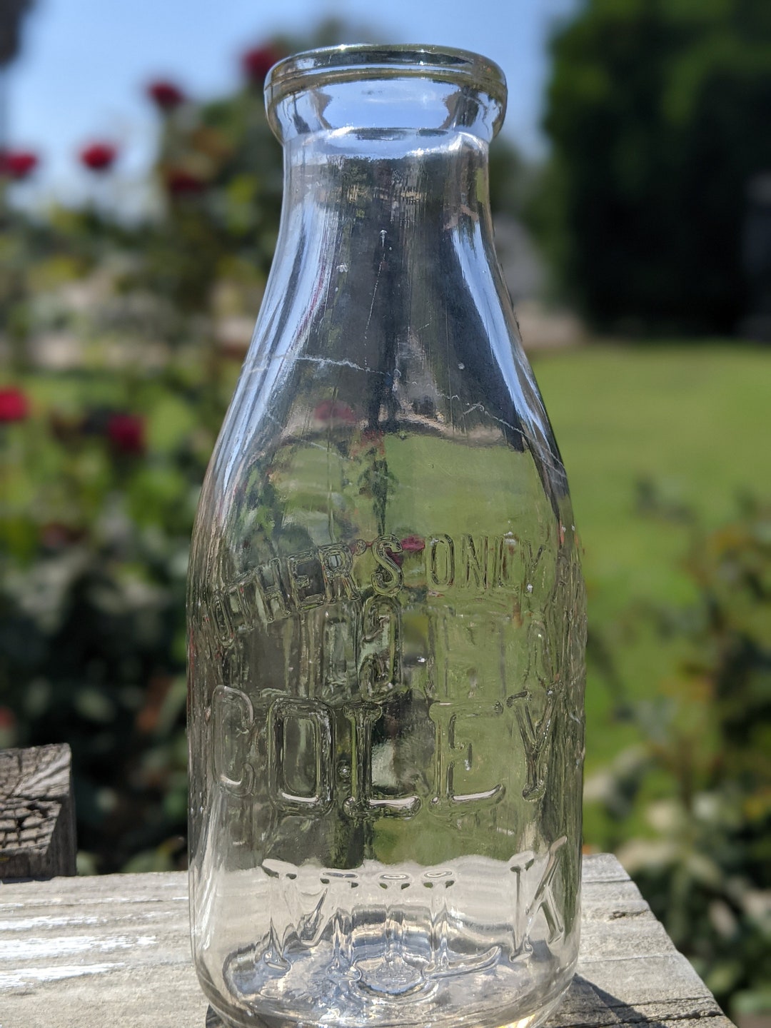 Vintage 1929 C.H. COLEY Quart Clear Straw Glass Milk Bottle - Etsy