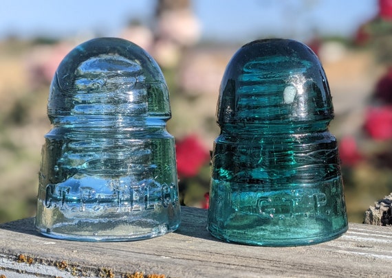 Glass Insulators Antique Glass Insulators CD 145 B And TCR With Pour