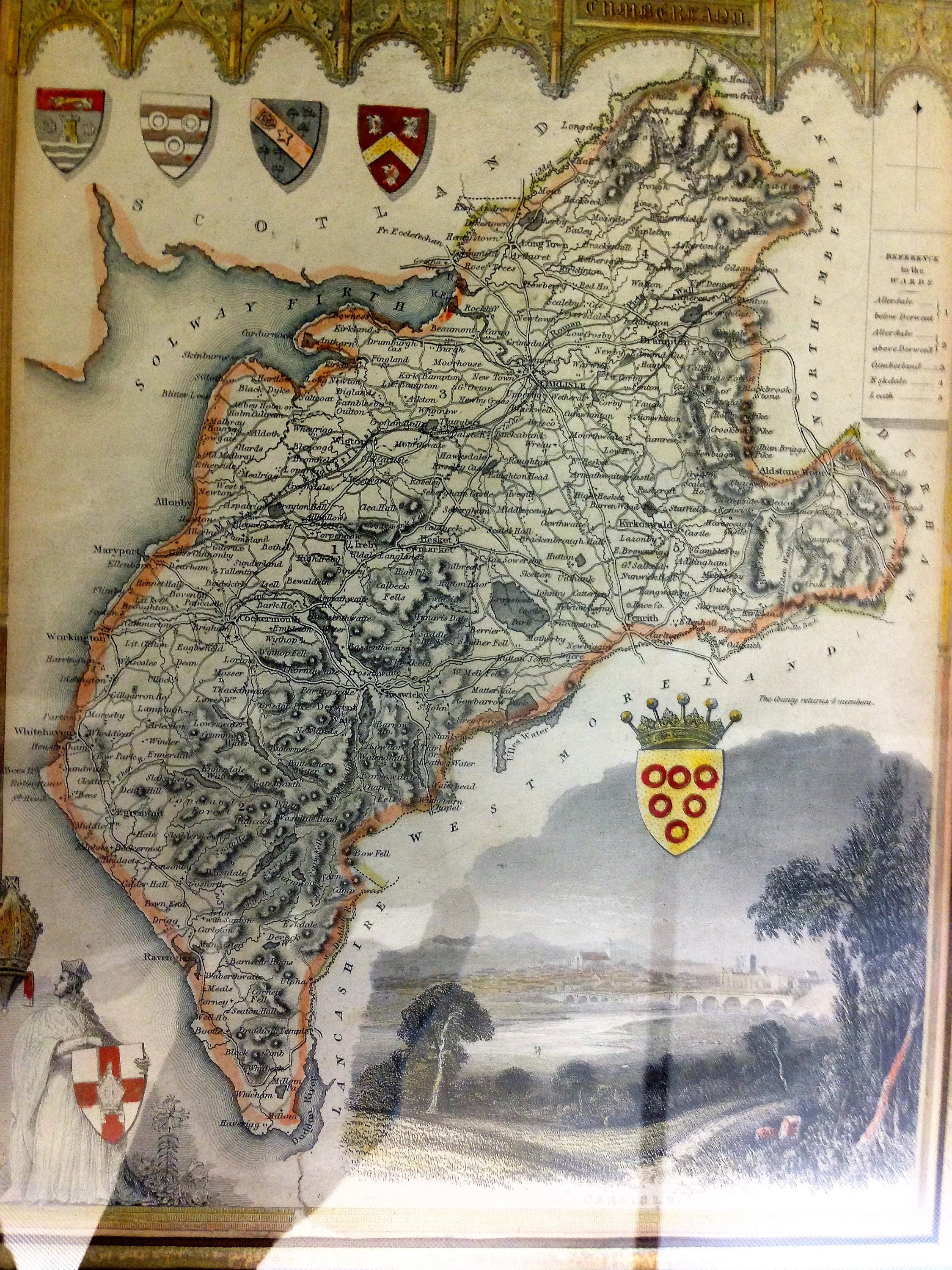 Wall Décor Vintage Northern England Map Frame and Matted Wall Hangings ...