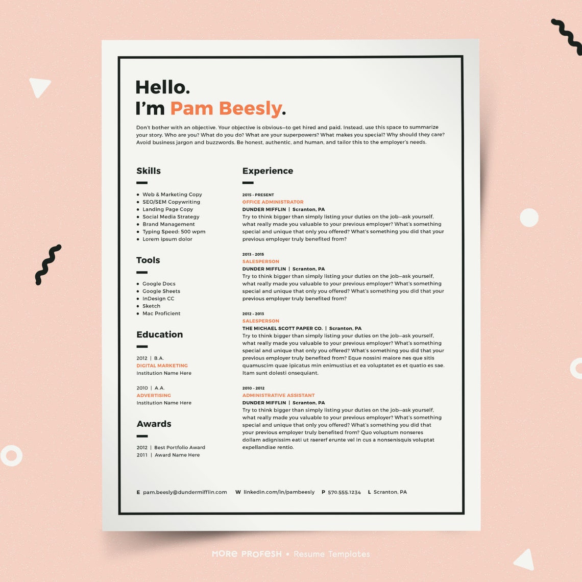 Modern Resume Template | Resume for Mac | Resume for Pages | CV ...