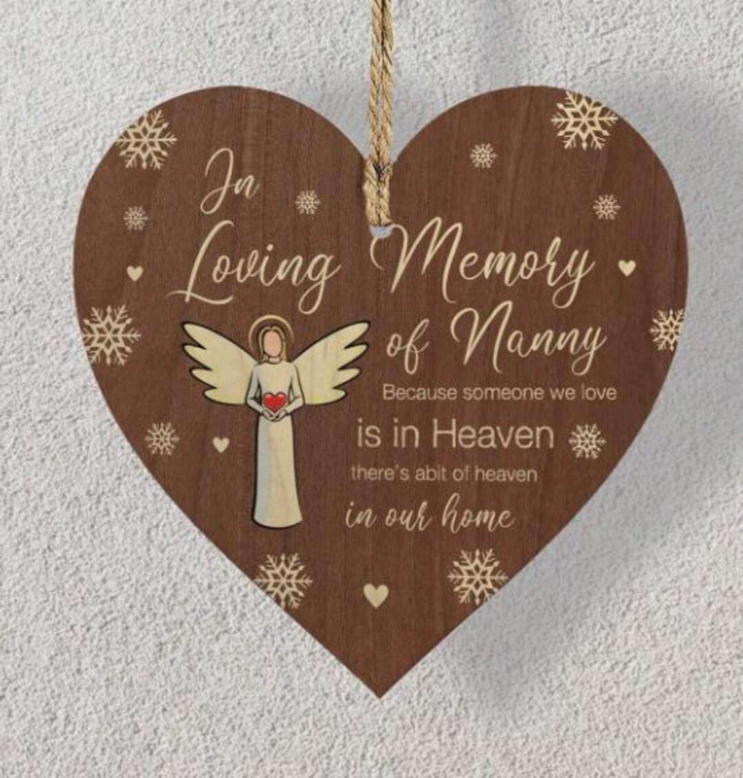 In Loving Memory of Nanny Sign Memorial Heart Shaped Wooden Hanging ...