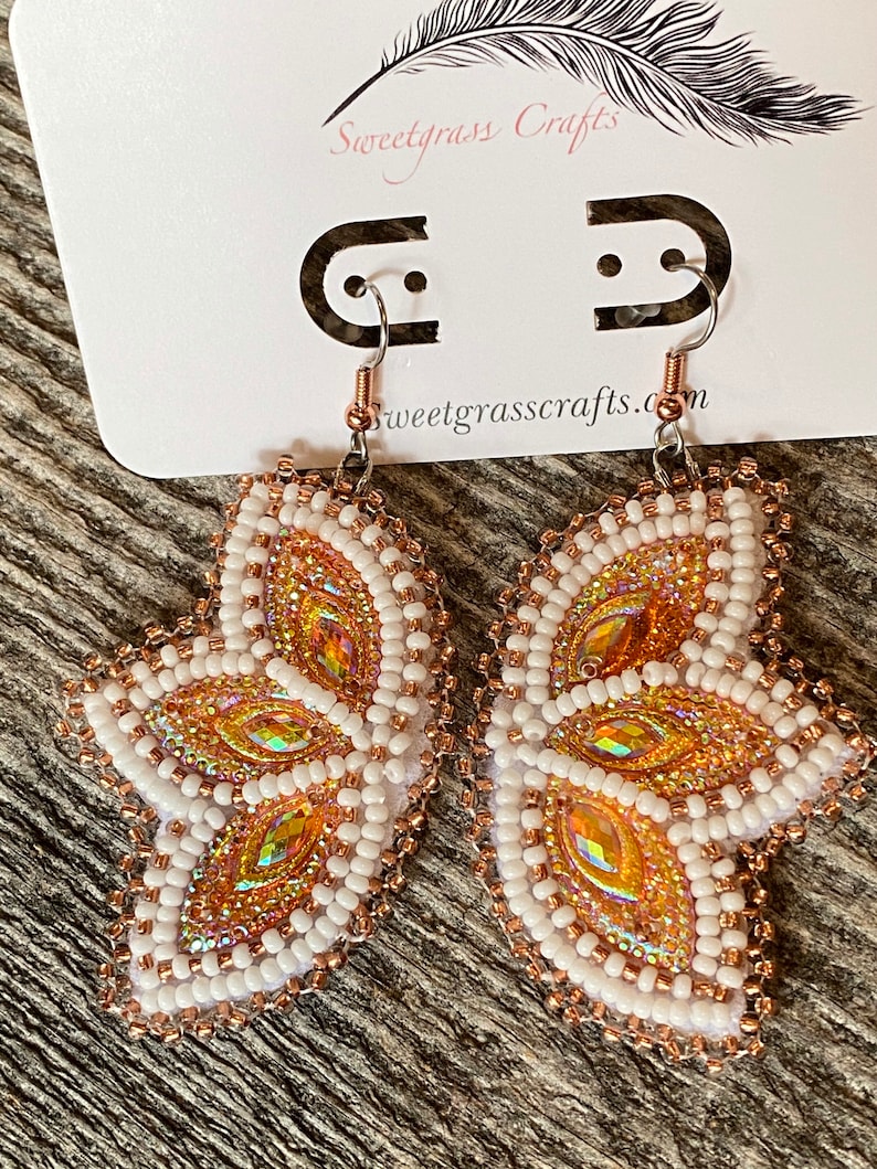 Copper Beaded Earrings Native American Beaded Earrings - Etsy