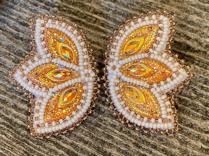 Copper Beaded Earrings, Native American Beaded Earrings, Indigenous ...
