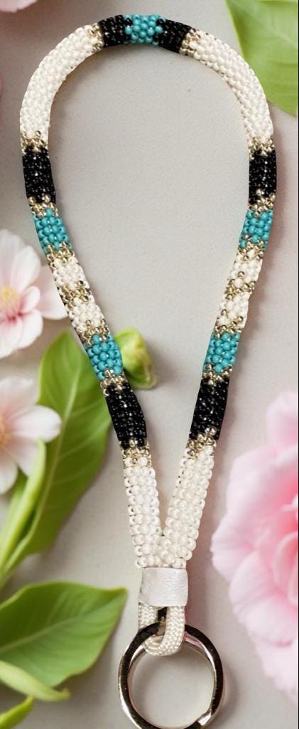 Beaded Custom Color Key Chain, 8” Wristlet Beaded Keychain, Beaded ...
