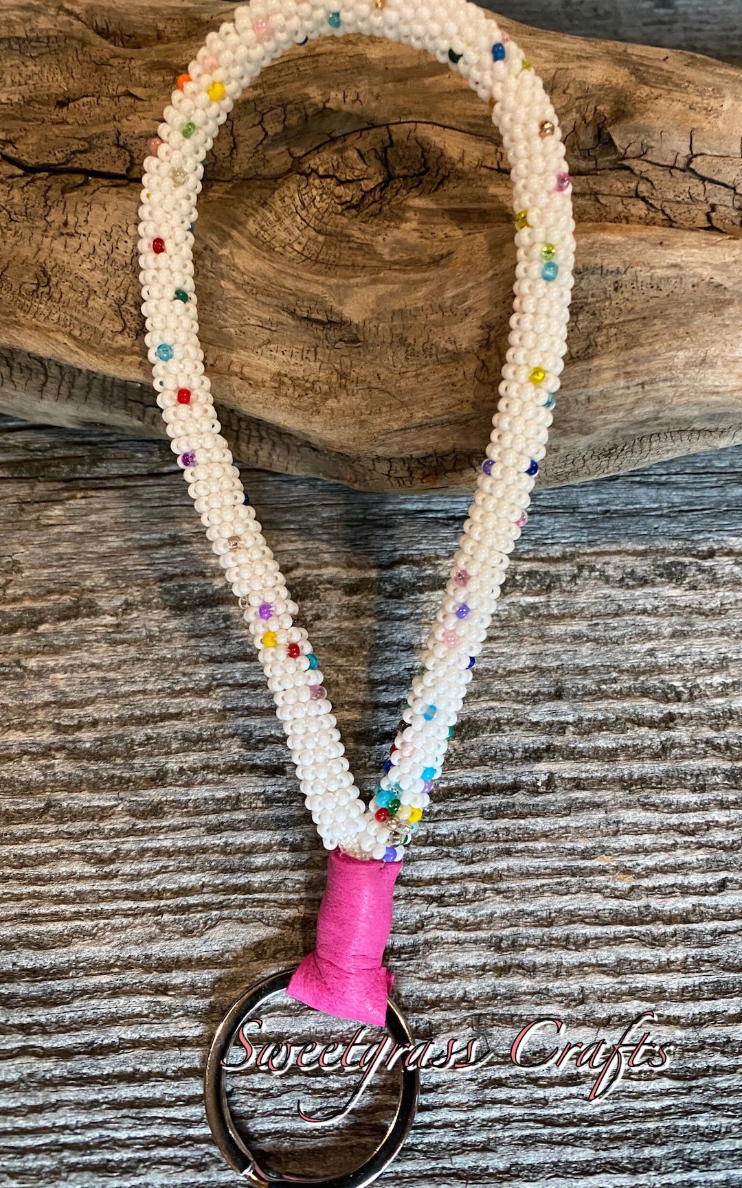 Confetti Beaded Key Chain, 6” Wristlet Beaded Keychain, Beaded Wristlet ...