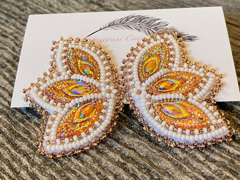 Copper Beaded Earrings Native American Beaded Earrings - Etsy
