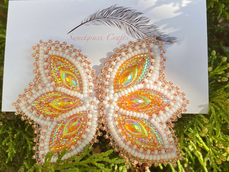 Copper Beaded Earrings, Native American Beaded Earrings, Indigenous ...