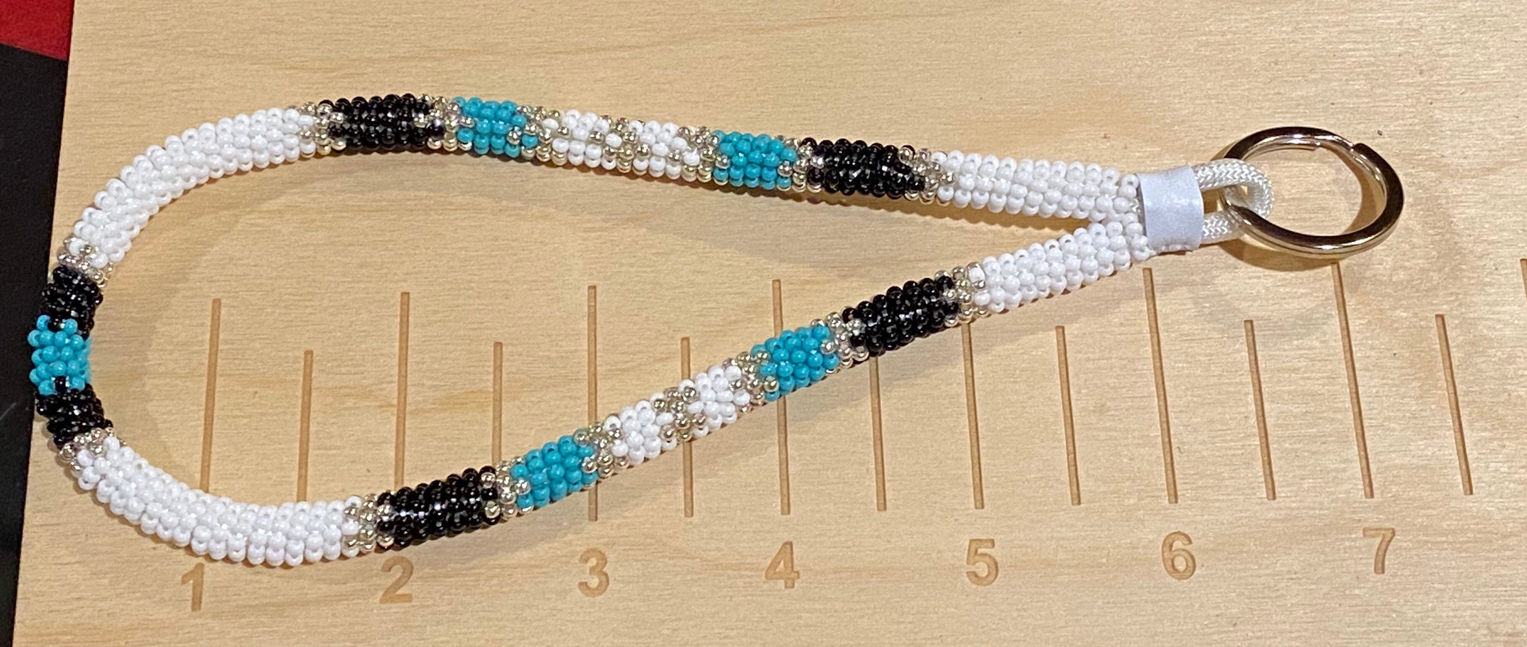 Beaded Custom Color Key Chain, 8” Wristlet Beaded Keychain, Beaded ...