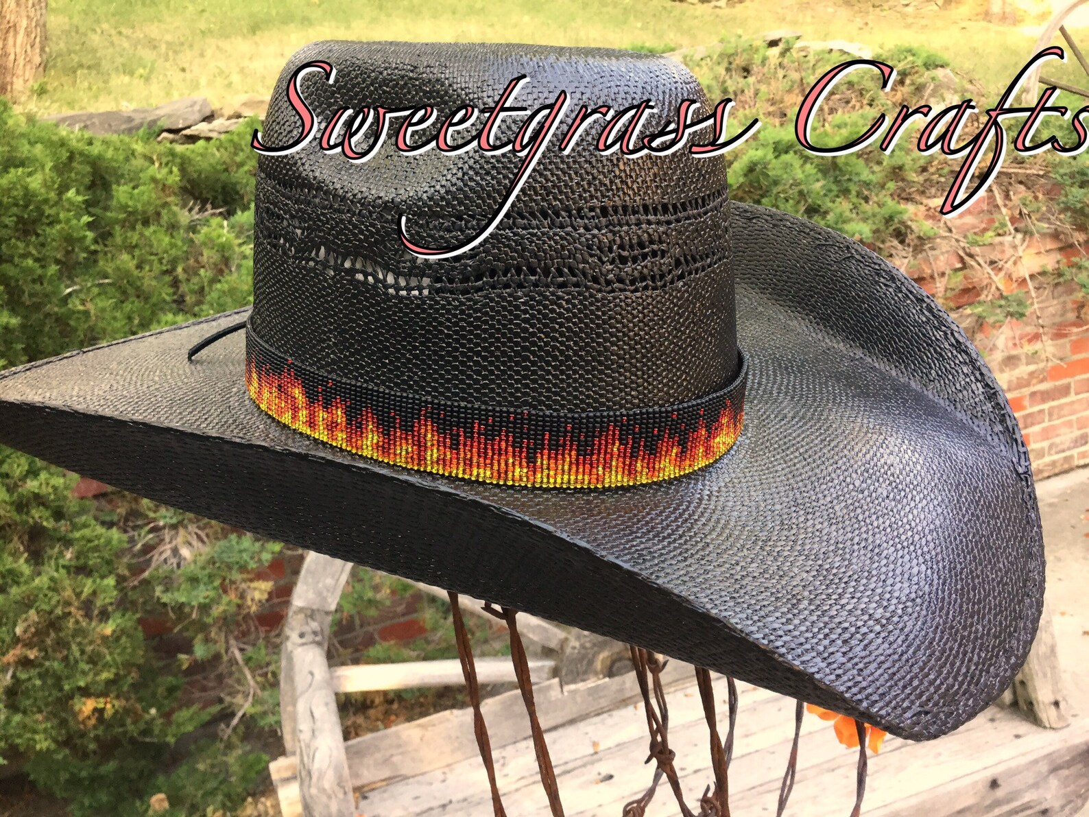 Flame Beaded Hat Band, Western Hat Band, Cowboy Hat Band, Fire Hat Band ...
