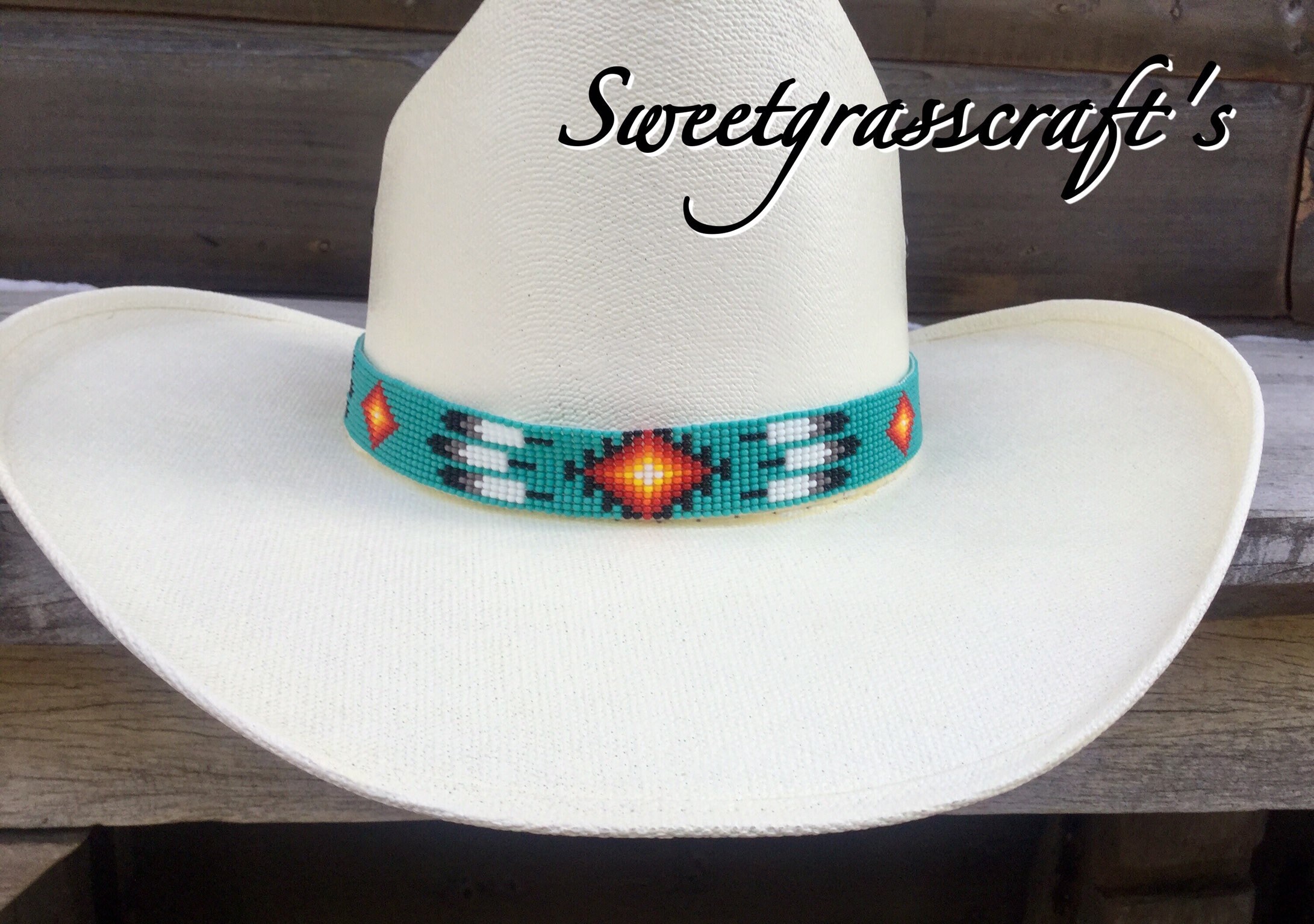 Beaded Turquoise Cowboy Hat Band Native American Beaded | Etsy