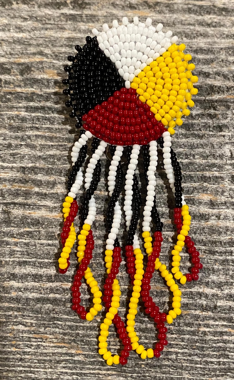 Beaded Medicine Wheel Lapel Pin, Indigenous First Nation Beaded Pin - Etsy
