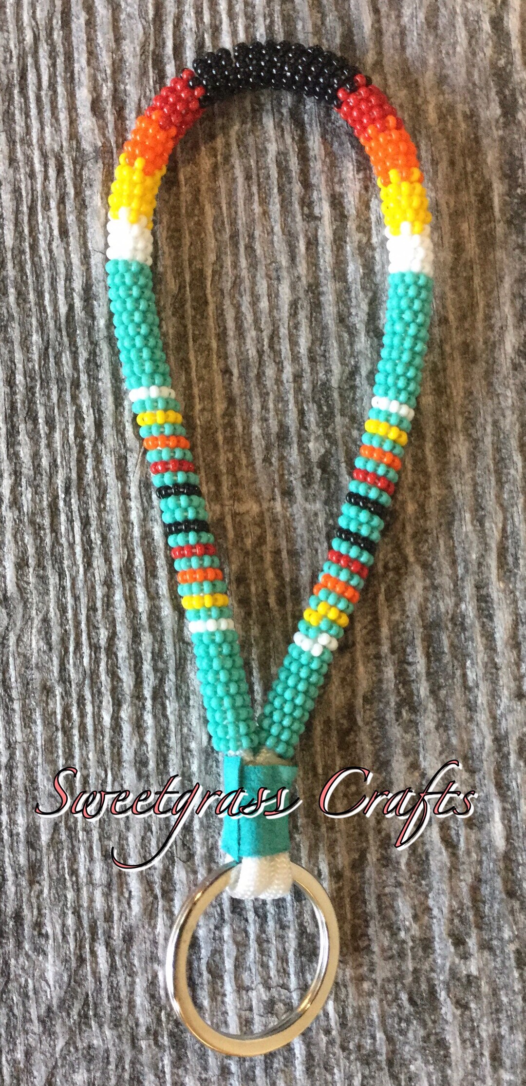 Beaded Key Chain, 6” Wristlet Beaded Keychain, Beaded Color Choice ...