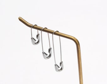 Stainless Titanium Steel Safety Pin Earrings Hypoallergenic Earrings Safety Pin Earrings Etsy