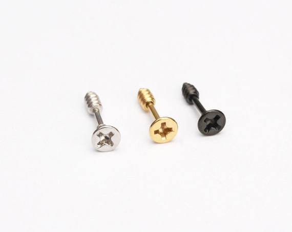 16G Screw Stud Earrings Piercing Cartilage Helix Tragus Screw - Etsy