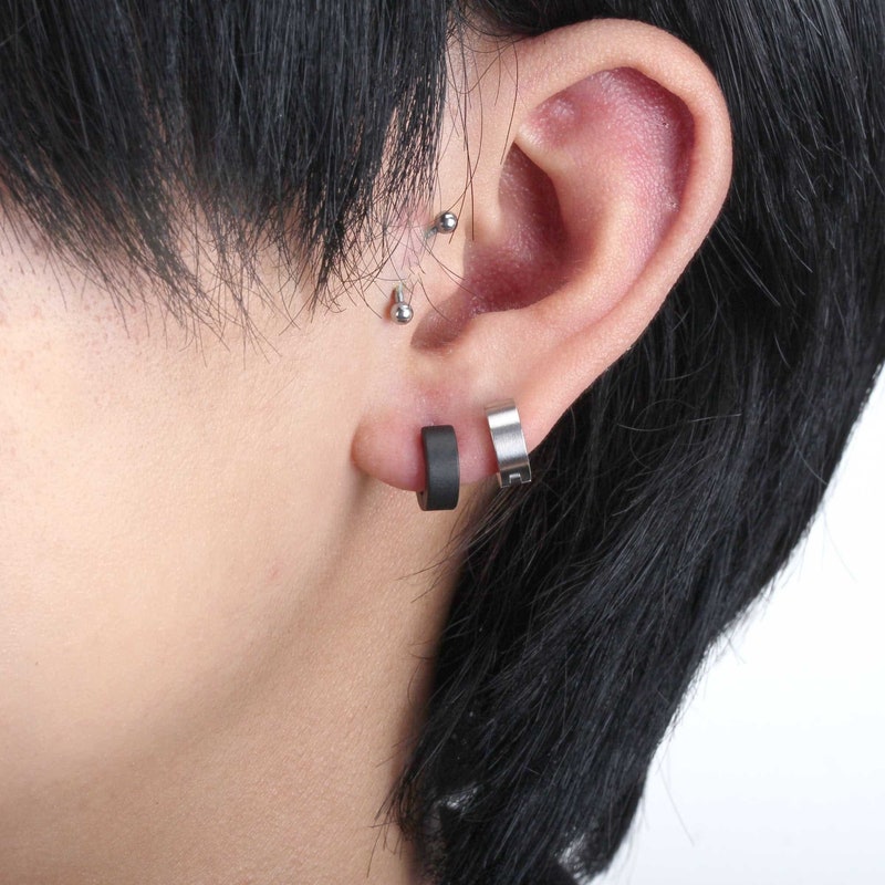 Black Hoop Earrings - Etsy