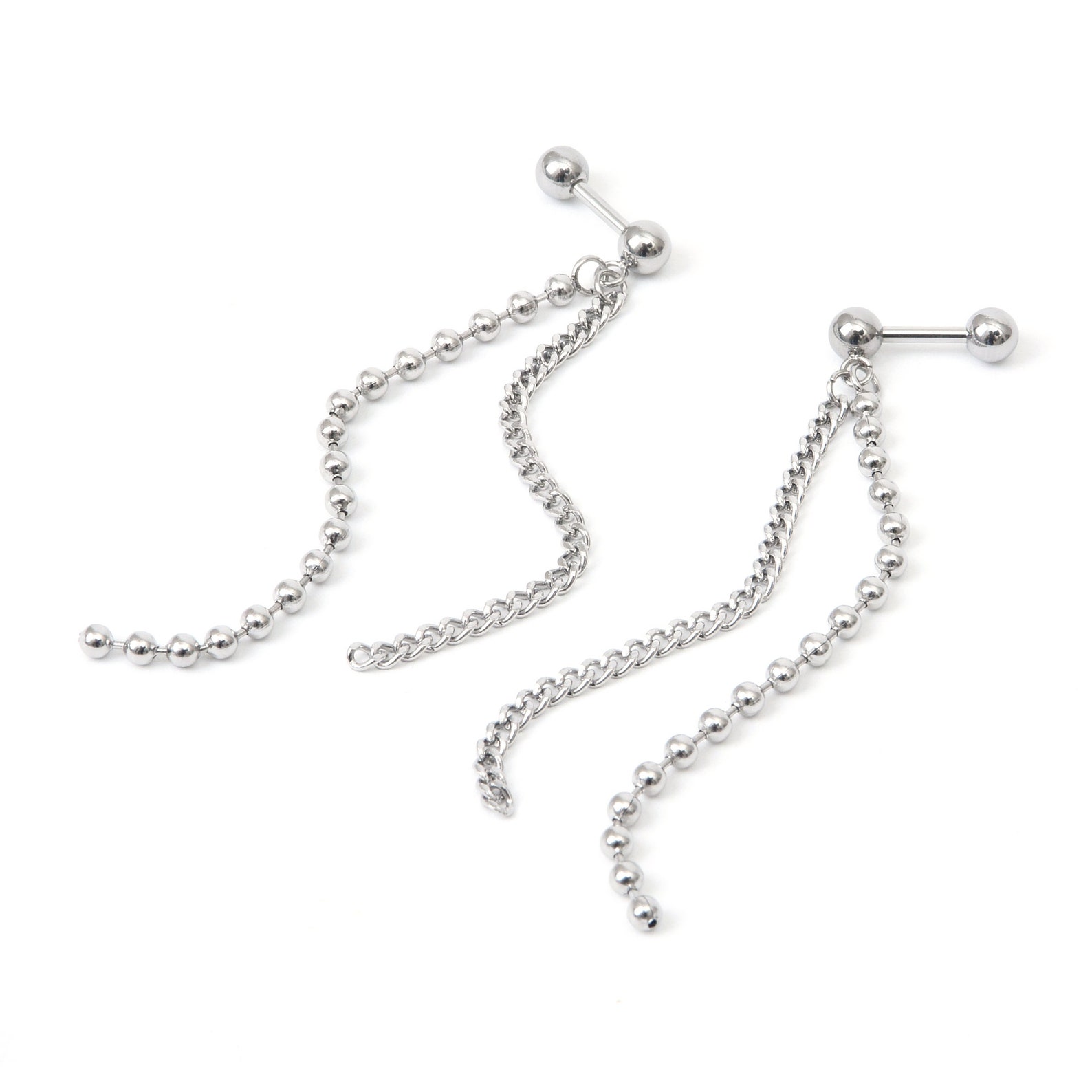 Chain Link earrings chain studs dangle earrings silver | Etsy