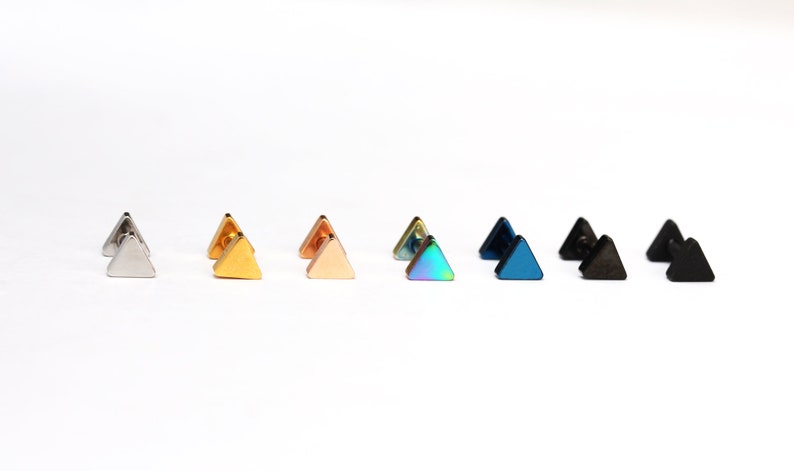 Tiny Triangle Piercing Earrings 16G Surgical Steel Earrings - Etsy