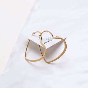 Heart Earrings Heart Hoop Dangle Earrings Heart Shaped Hoops Earrings ...